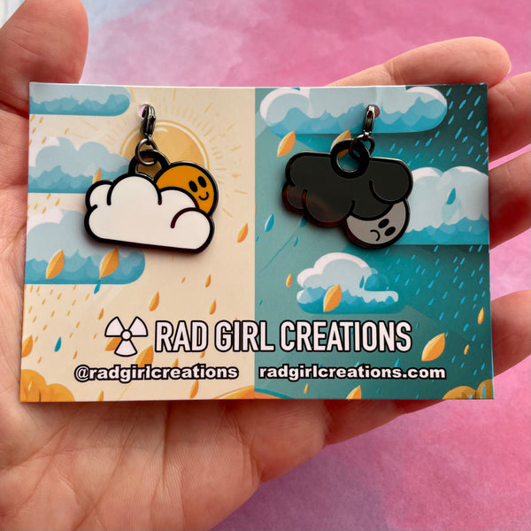 Black Cloud / White Cloud Charm Pack - Rad Girl Creations - Medical Enamel Charm