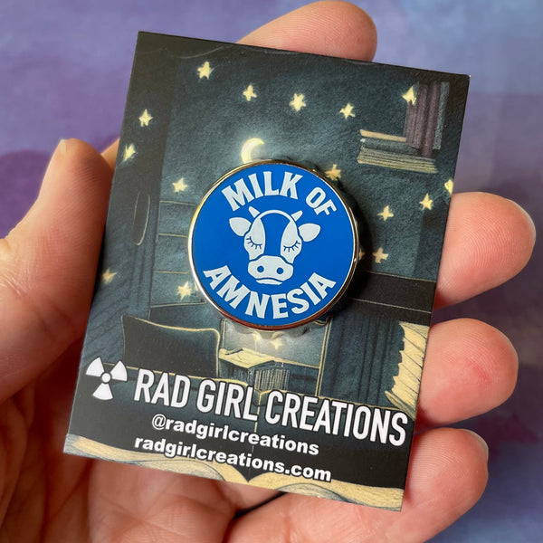 Milk of Amnesia Bottle Cap Pin - Rad Girl Creations - Medical Enamel Pin