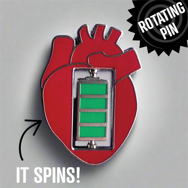 Recharge Your Heart Spinning Pin - Rad Girl Creations - Medical Enamel Pin