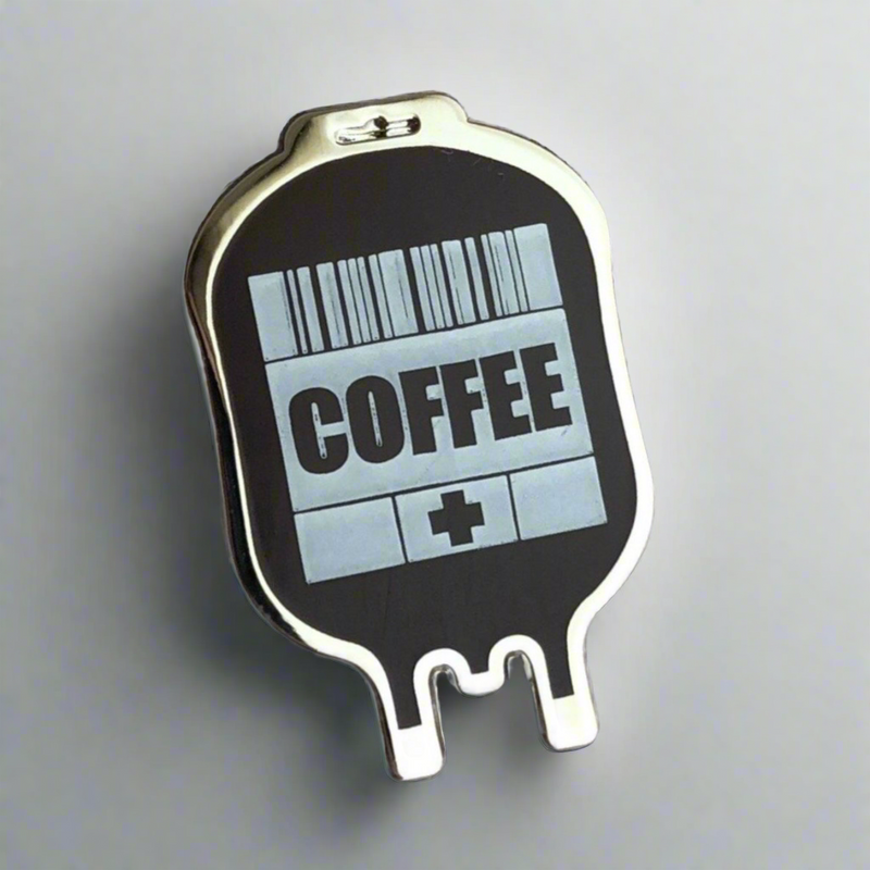 Coffee IV Stat Pin - Rad Girl Creations - Medical Enamel Pin