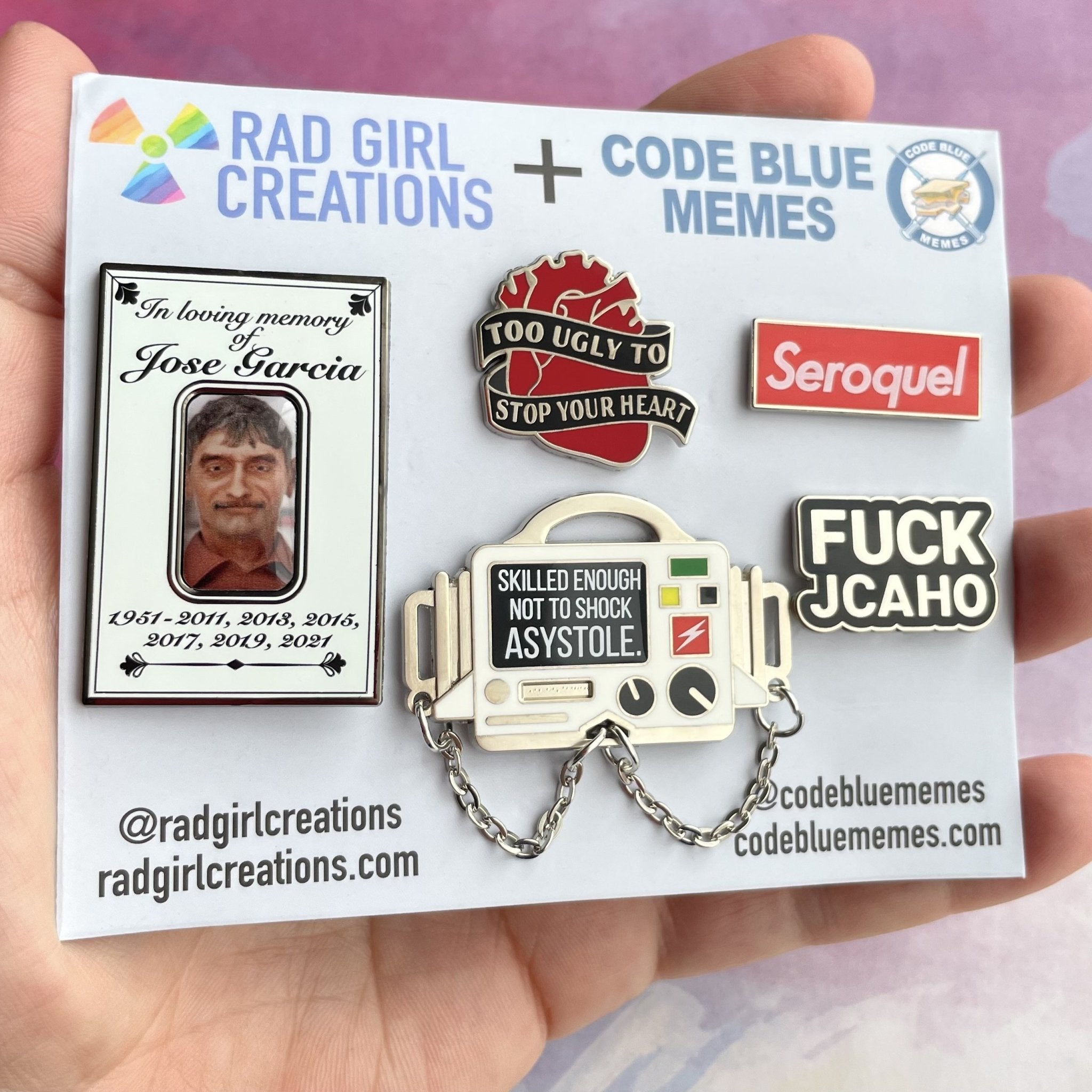 Code Blue Memes Pin Pack - Rad Girl Creations - Medical Enamel Pin