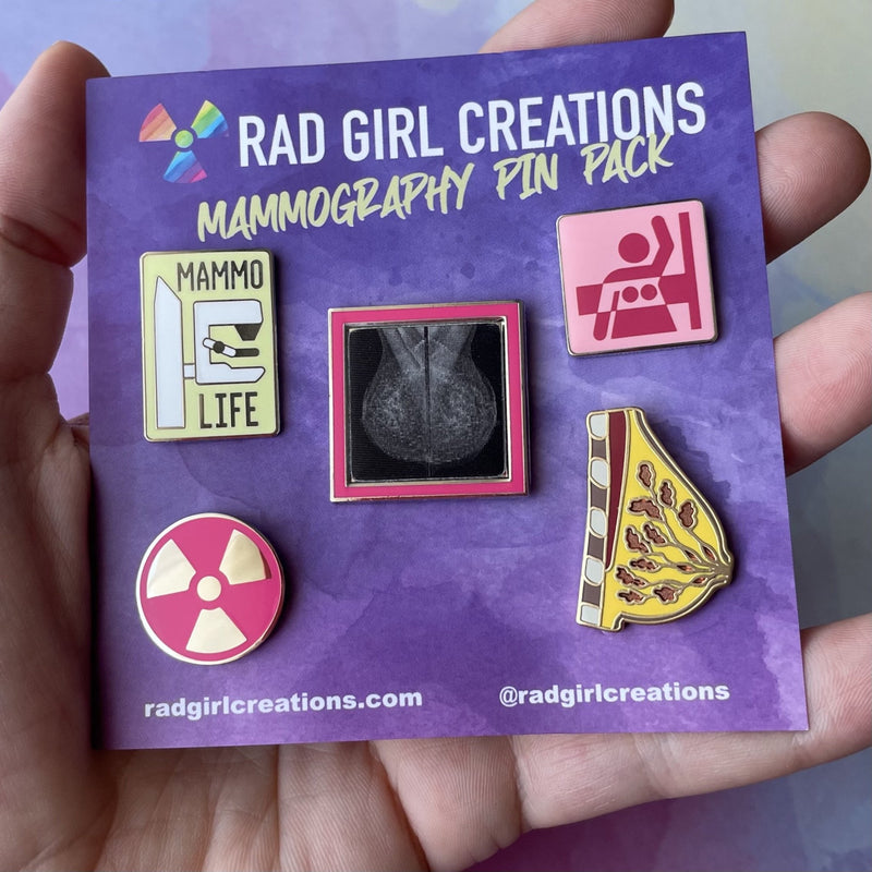 Mammography Pin Pack Rad Girl Creations Medical Enamel Pin