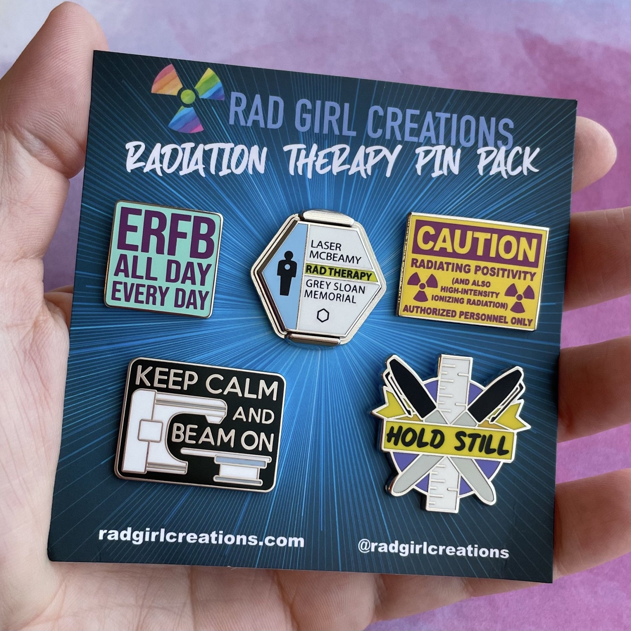 Radiation Therapy Pin Pack - Rad Girl Creations - Medical Enamel Pin